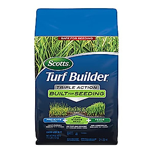 Scotts Turf Builder Triple Action Built For Seeding: Covers 4,000 sq. ft., Feeds New Grass, Lawn Weed Control, Prevents Crabgrass & Dandelions, 17.2 lbs.