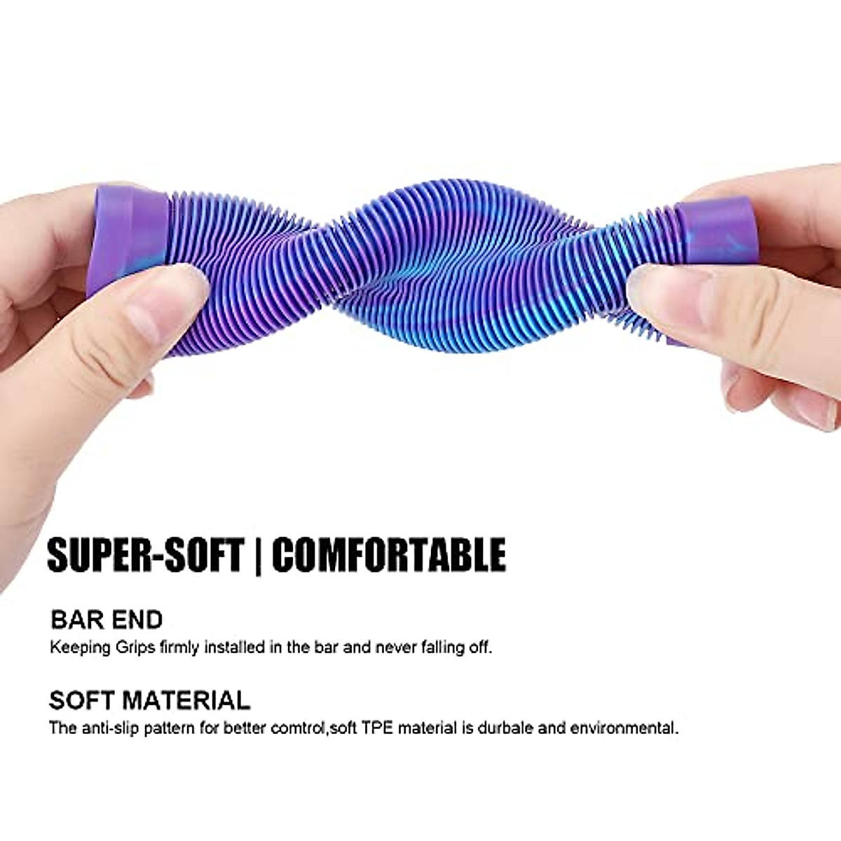 Kutrick Handle Bar Grips 145mm Soft Flangeless Longneck Grips for Pro Stunt Scooter Bars and BMX Bikes Bars (Purple/Blue)