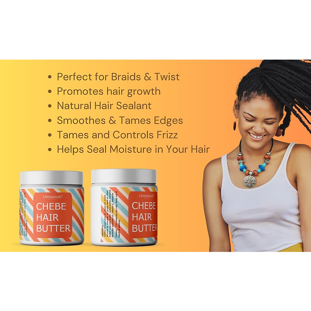 t.botanicals Chebe Butter for Hair Growth Hair Thickening Prevent Hair Loss Reduce Breakage and Split Ends Serum to Moisturize Dry Hair (Lavender, 8 oz.)