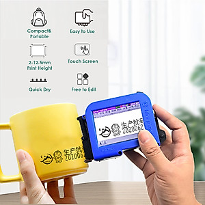 Acogedor Handheld Printer, Handheld Mobile Inkjet Printer with LED Touch Screen, Portable Printer Inkject Coding Machine for Barcode, Label, Date, Text