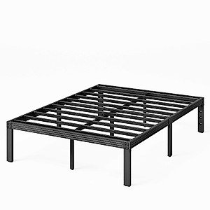 ZIYOO Queen Size Bed Frame, 18 Inches Platform Bed Frame, 3500lbs Heavy Duty Steel Slat, Non-Slip Design, No Box Spring Needed, Easy Assembly, Quiet Noise Free, Under Bed Storage Space, Black