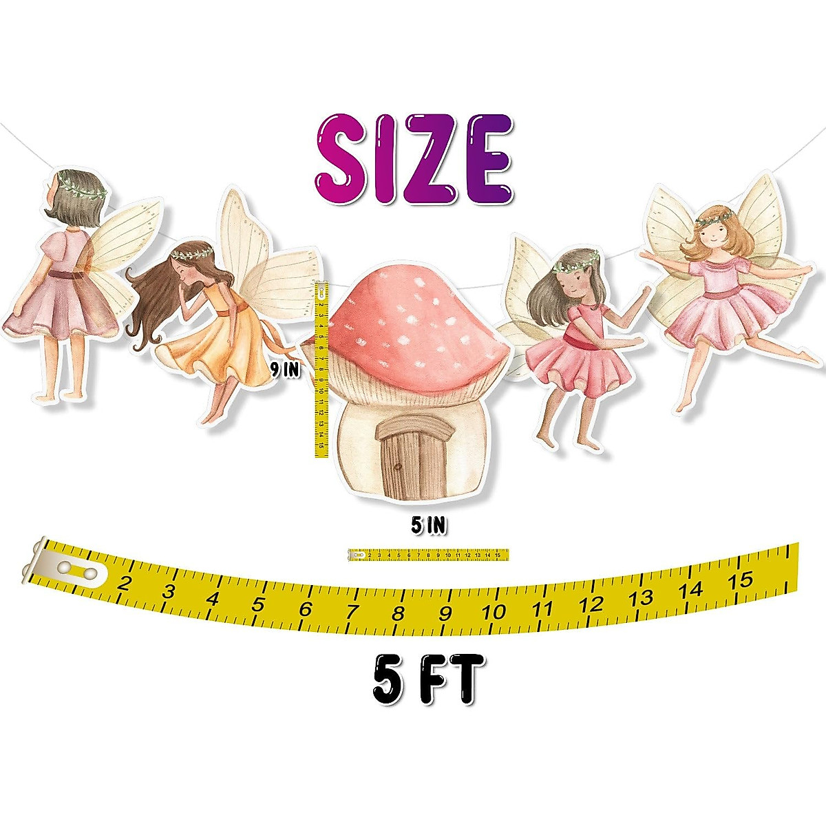 Fairy Birthday Banner Cute Fairies 1st Birthday Party Supplies | Baby Shower| Birthday Decorations for Garden Theme Party