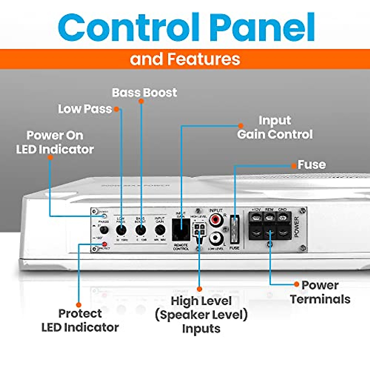 PyleUsa 10-Inch Low-Profile Amplified Subwoofer System & Marine Bluetooth Stereo Radio - 12v Single DIN Style Boat in Dash Radio Receiver System (White)