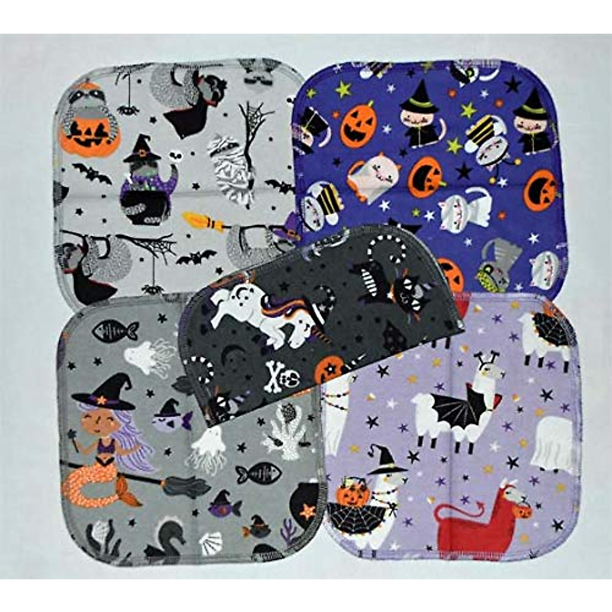 2 Ply Printed Flannel Little Wipes (R) Set of 5 8x8 inch Napkins Creepy Cuties Halloween