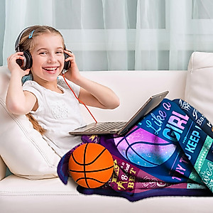 Basketball Gifts Blanket for Girls Soft Lightweight Flannel Basketball Stuff Throw Blanket Merch Basketball Gifts for Basketball Team Lovers 50"x40"