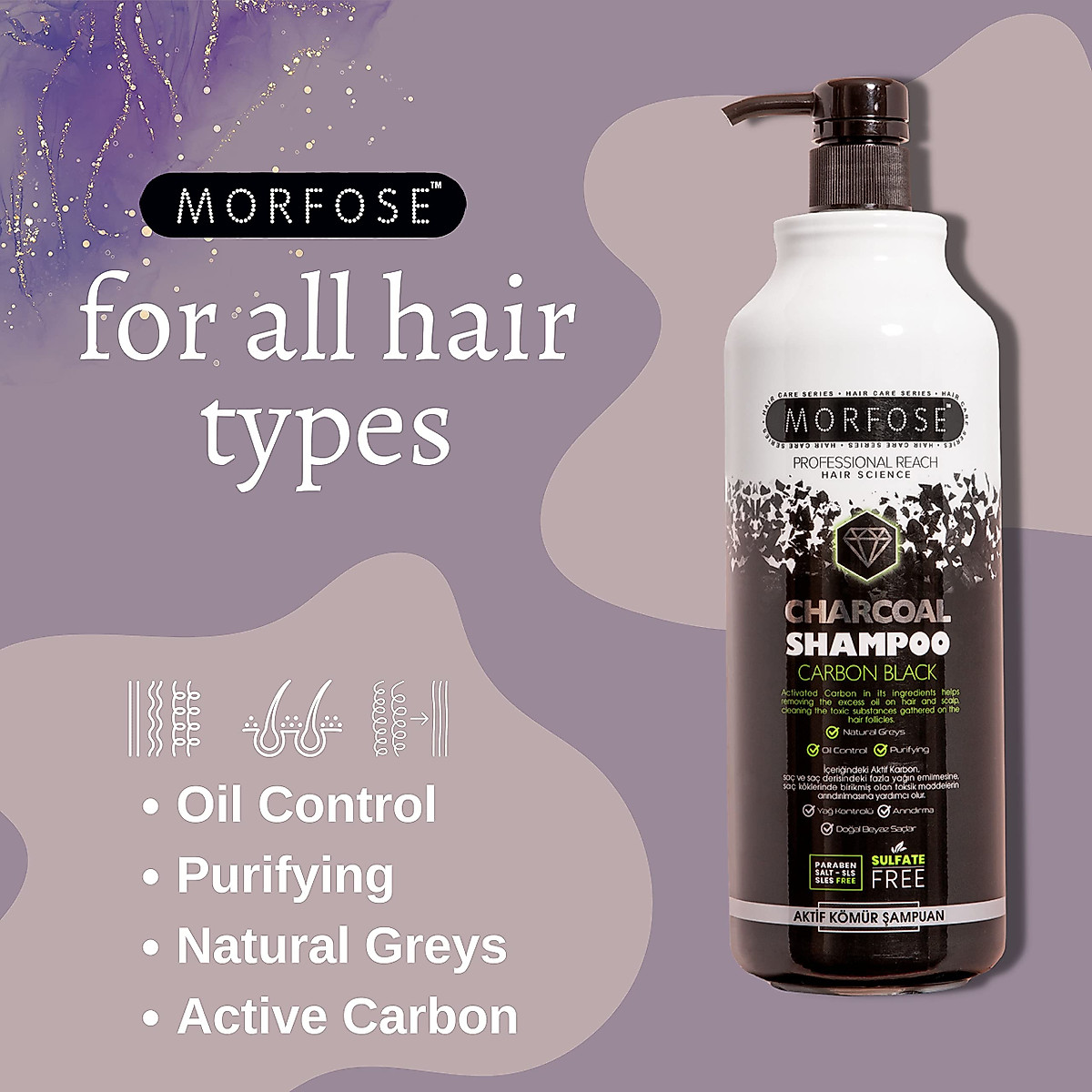 Morfose Charcoal Carbon Hair Shampoo 1000 ml