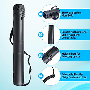 Poster Tube, Expandable Document and Poster Storage Transit Tube, Telescoping Blueprint Carrying Transport Tubes with Strap