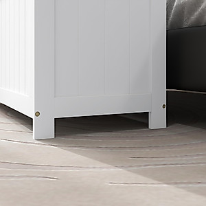 HOMCOM Storage Chest, Wooden Box with 2 Safety Hinges and Cut-out Handles, Modern Storage Trunk for Living Room, Entryway, 39.4" x 15.7" x 18.9", White