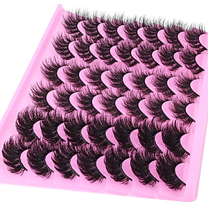 Mink Lashes Fluffy False Eyelashes Natural Look 14-17mm Cat Eye Lashes Pack, 5D Wispy Curly Fake Lashes by TNFVLONEINS - 21 Pairs 3 Styles