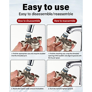 9-in-1 Faucet Aerator Removal Tool Kit(Metal), Heavy-duty Aerato Key for Concealed Threaded and Housed Aerateors,Fits M18 M22 M24 M28 TT TJ TF JR STD Sizes, Faucet Tool for Home Repair Plumbing