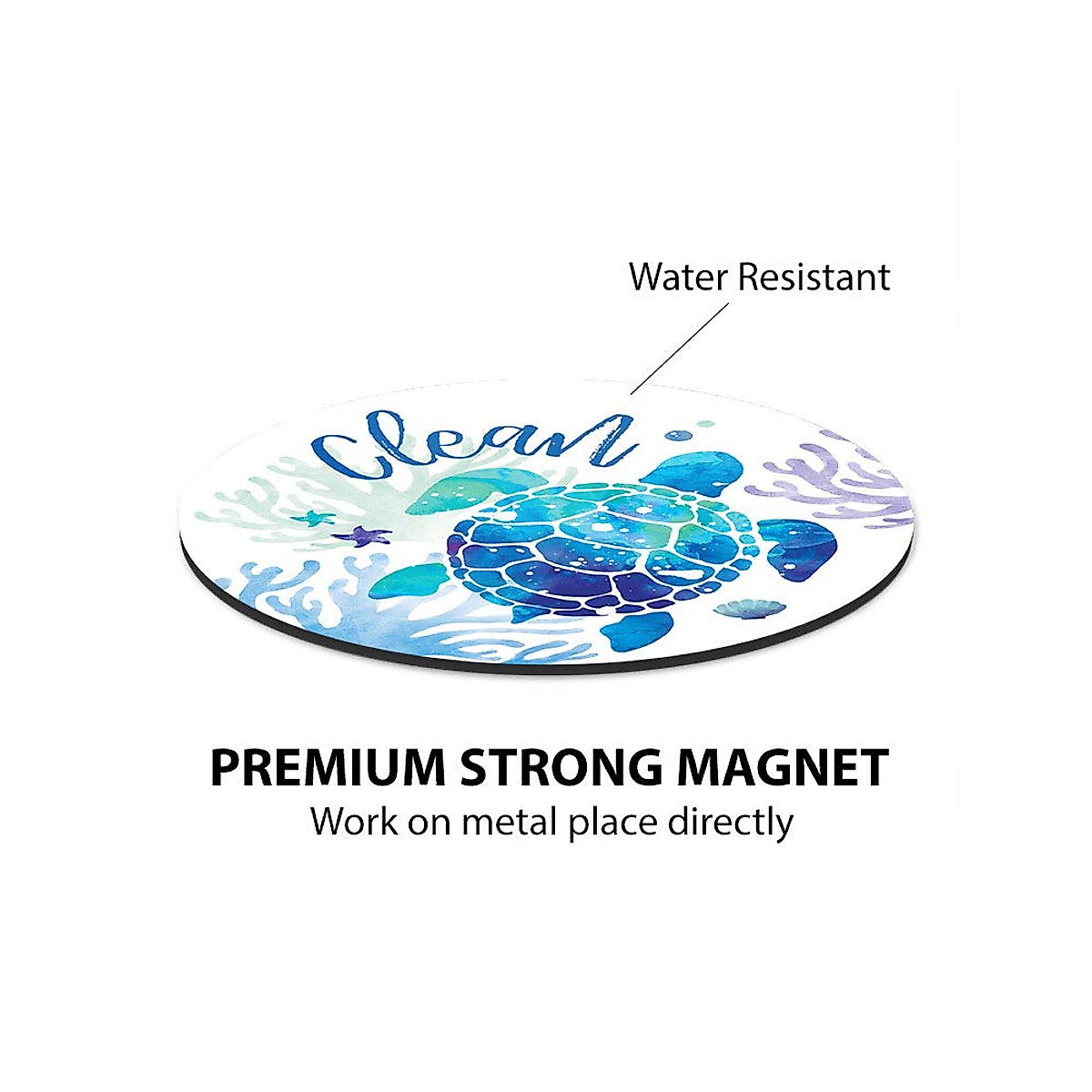 WIRESTER 3.5 inch Dishwasher Clean Dirty Flip Sign Double-Sided Decoration for Kitchen Dishwasher Washing Machine, Blue Sea Turtle