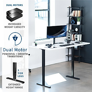 VIVO Electric Height Adjustable 71 x 36 inch Memory Stand Up Desk, White Table Top, Black Dual Motor Frame with Preset Controller, 2B Series, DESK-KIT-2B7W-36