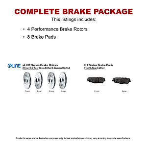 R1 Concepts Front Rear Brakes Pads and Rotors Kit| Brakes Rotors| Brakes and Rotors Kit Front and Rear| Ceramic Front Rear Brakes and Rotors Kit| Fit 2013-2021 INFINITI JX35, QX60, Nissan Murano