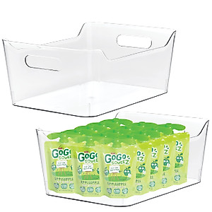 bHome 2 X-Large Pantry Organization And Storage Plastic Storage Bins For Kitchen Organization, Clear Bins for Pantry Storage Container - Baskets for Organizing Cabinets, Fridge Clear - Organizer Bins