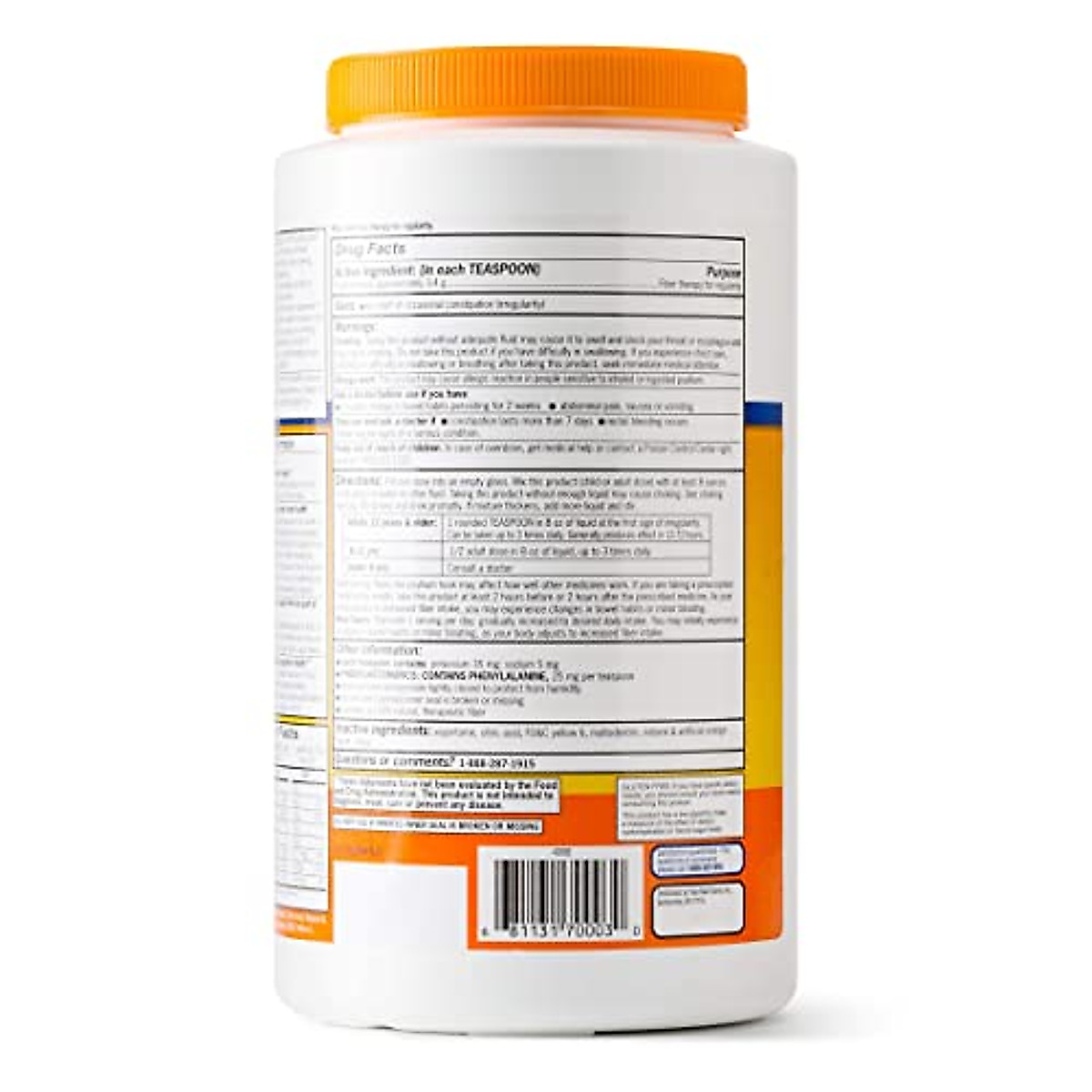 Equate - Fiber Therapy, Smooth Texture, Orange Flavor, Powder, 36.8 oz, Sugar Free 180 Doses