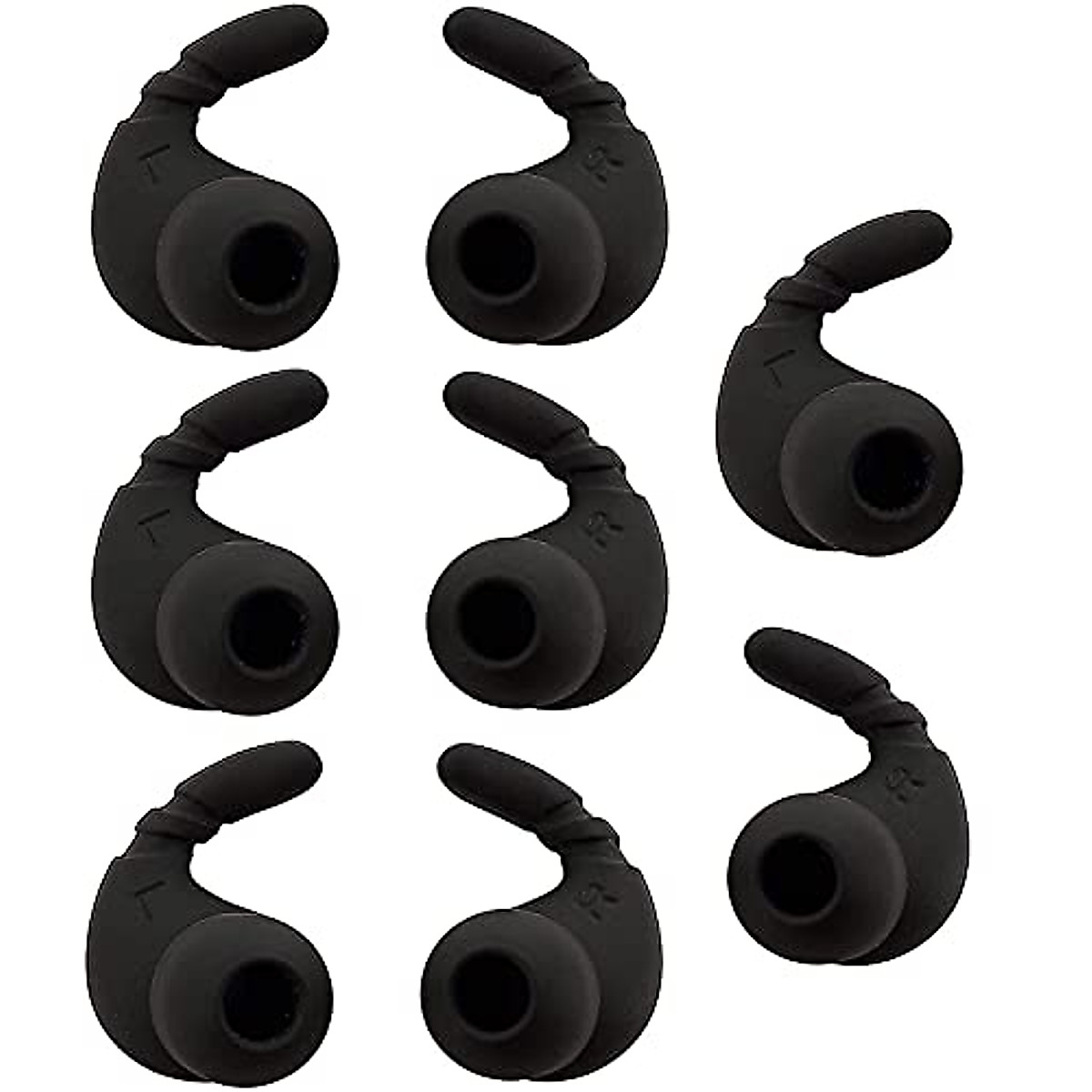 ALXCD Sports Earbud Stabilizers Fins Wing Tips Ear Tips Adapters Compatible with Most In-Ear Earbuds, Anti-Slip Silicon Sport Eartips, Compatible with SONY AKG Galaxy S9 S10 Earbuds etc. 4 Pairs Black