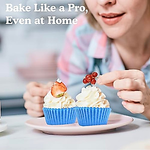 Regency Wraps Standard Baking Cups Greaseproof Professional Grade For Cupcakes and Muffins, Light Blue Solid, Pack of 40