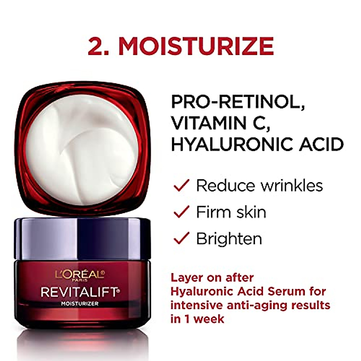 L'Oreal Paris Revitalift Triple Power Anti-Aging Face Moisturizer & Hyaluronic Acid Face Serum, Paraben & Fragrance Free Regimen Kit, 2 Count