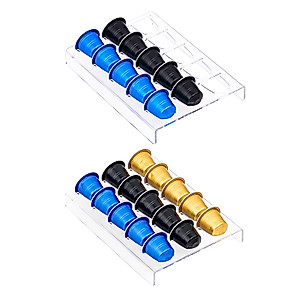 Sumerflos 2 Pack Acrylic Clear Coffee Pod Holder Organizer Tray, Coffee Pod Organizer for 15 OriginalLine Pods, Countertop or In Drawer Storage for Office, Home or Kitchen - 30 Pods