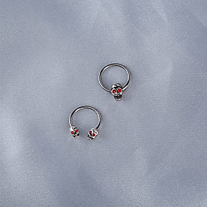 rgwtgkyh 2PS Skull Body Jewelry Surgical Steel Skull Nose Ring Nipple Rings Exaggerated Halloween Nose Ring Hoop Skull Septum Ring for Women