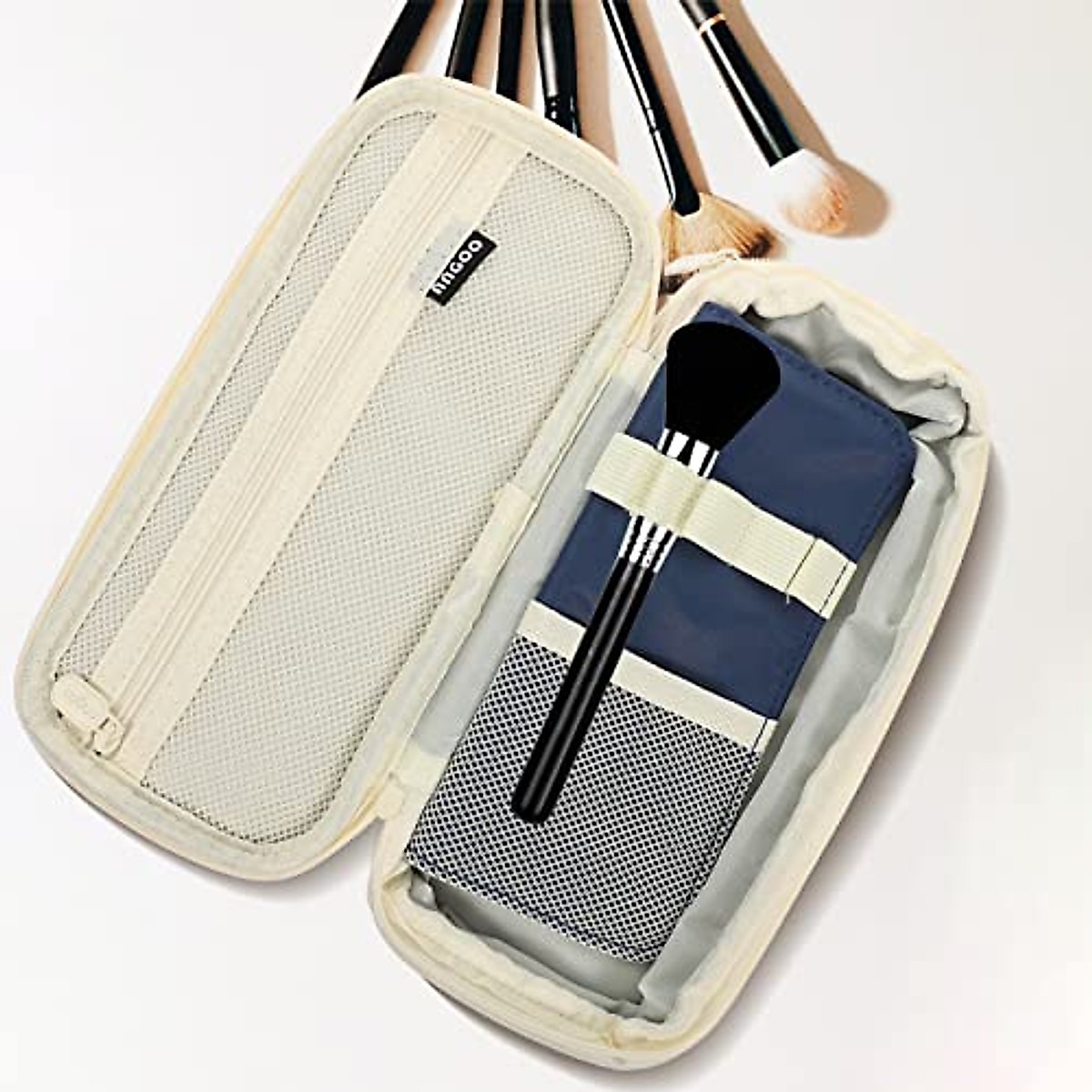 minkissy Bag Big Layer Study Art Zipper Pouch Holder Case Office Portable Stationery Classroom Pen Organizer Painting Large School Cover Vintage Pencil Lovely Dark Canvas Capacity Student