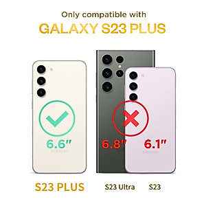 GVIEWIN Bundle - Compatible with Samsung Galaxy S23 Plus Case (Cherry Blossoms/Purple) + Magnetic Phone Ring Holder (Glitter/Silver)