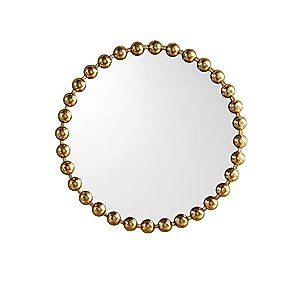 MADISON PARK SIGNATURE Wall Décor Marlowe Metal Spherical Frame Round Mirror for Living Room - Home Accent, Ready to Hang Bedroom Decoration, 27" Diameter, Gold
