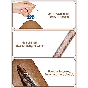 HOUSE DAY 19'' Extra Wide Shoulder Wooden Hangers 6 Pack, Premium Large Wood Suit Hangers with Non Slip Pant Holder, Wide Shoulder Hangers for Suits, Coats, Jackets, Heavy Wide Clothes Hanger, Walnut