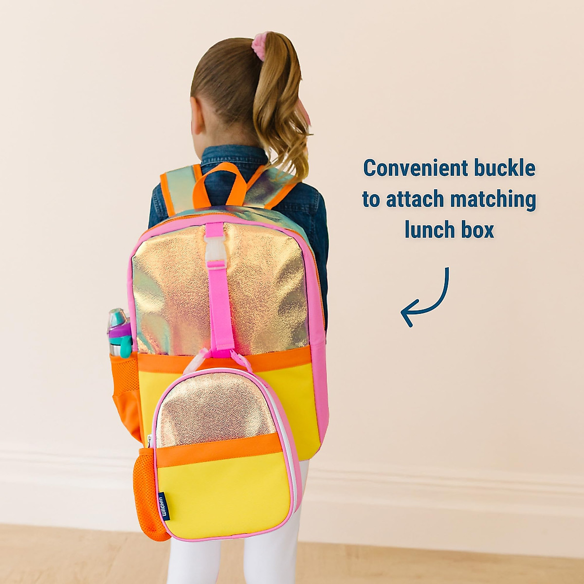 Wildkin Pack-it-All Kids Backpack for Boys & Girls, Ideal Size for School & Travel Backpack for Kids, Features Front Strap, Interior Sleeve, Back Support & Side Pocket (Orange Shimmer)