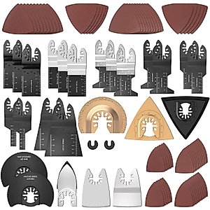 Protoiya 87 PCS Oscillating Tool Blades, Wood Metal Plastic Quick Release Oscillating Multitool Saw Blades Accessories with Sandpaper Compatible with Dewalt, Milwaukee, Makita, Ryobi, Rockwell, Bosch