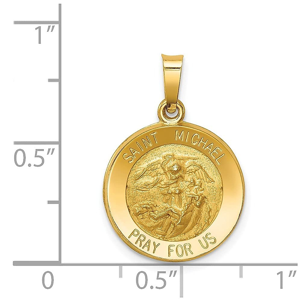 Diamond2Deal 14k Yellow Gold Polished and Satin St. Michael Medal Pendant Fine Jewelry for Women (L- 17 mm W- 15 mm)