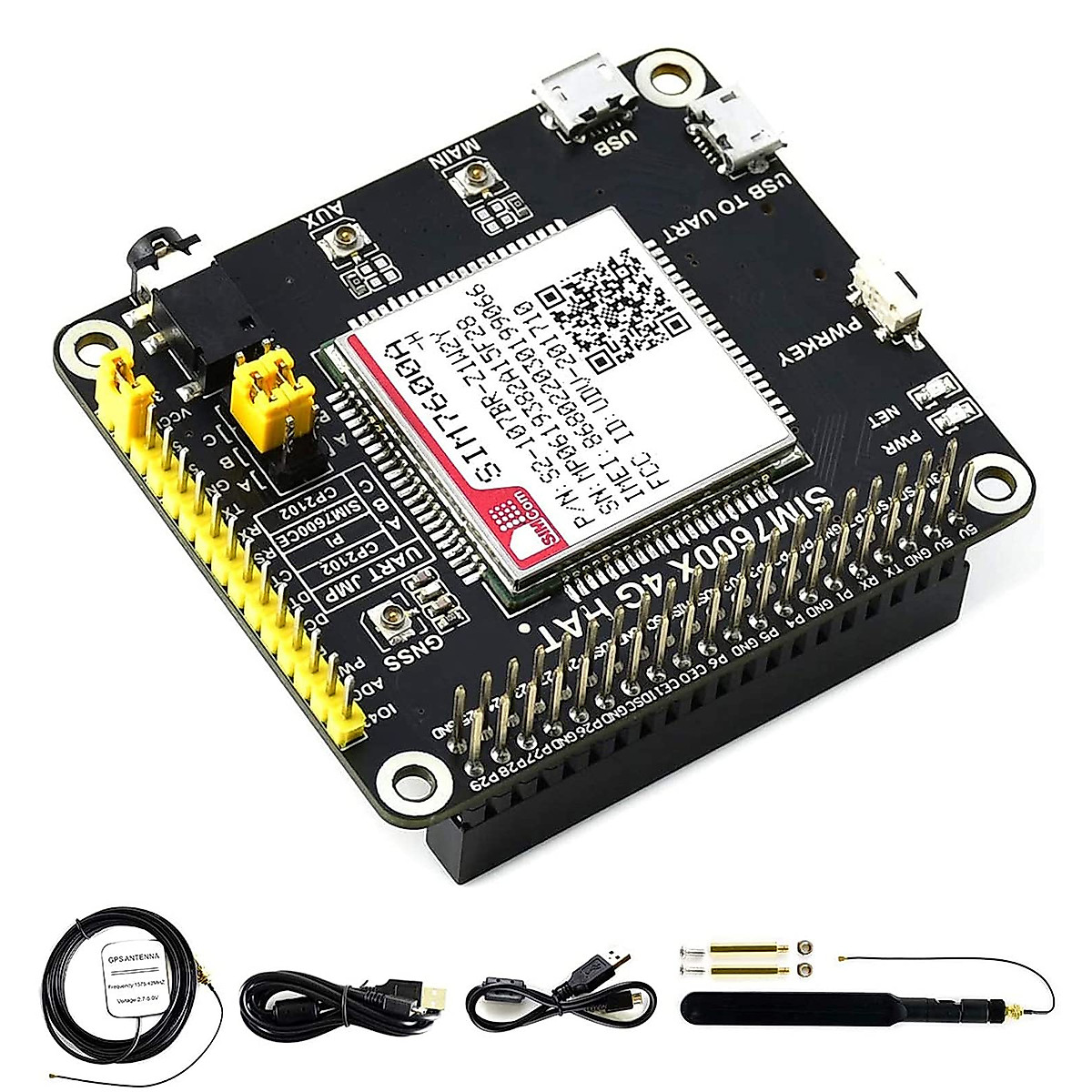 Ingcool 4G/3G/GNSS HAT Module for Raspberry Pi 4B/3B+/3B/2B/Zero/Zero W/Zero WH,Jetson Nano, Based on SIM7600A-H, 4G/GNSS Module Support LTE CAT4 up to 150Mbps for Data Transfer, etc.