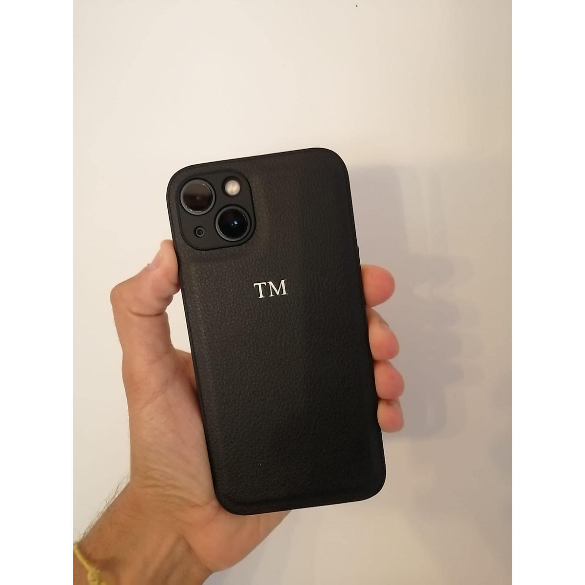 TMMMU Personalise Gold Silver Initial Letters PU Leather Case for iPhone 13 Pro Max 12 Pro Max 11 X XR 7 8 Plus SE 2020 Luxury Soft Covers (Black)