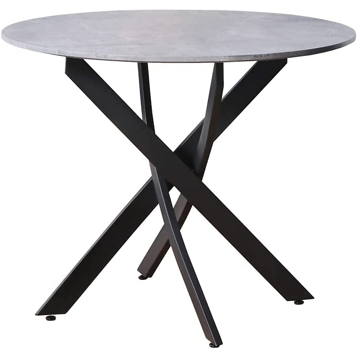 NIERN Round Dining Table with Chromed Legs, 35.5 in Marble Modern Small Kitchen Table for Kitchen Dining Room (Grey)