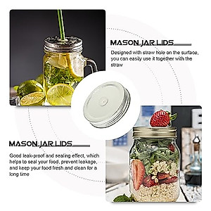 12pcs Cup Lid Leak Proof Canning Caps Secure Canning Jar Caps Jar Covers Jar Straw Lids Leak Proof Lid Sealing Lids for Jar Jar Lids Cup Covers