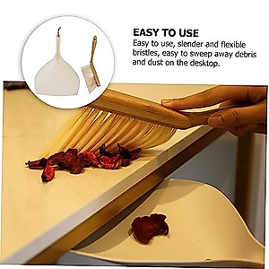 COLLBATH 1 Set Desktop Broom Cleaning Tool Sweeper Broom Compact Broom Desktop Dustpan Ceiling Fan Duster Housekeeping Tool Tabletop Brush Cleaning Brush Mini Cleaning Broom Wooden