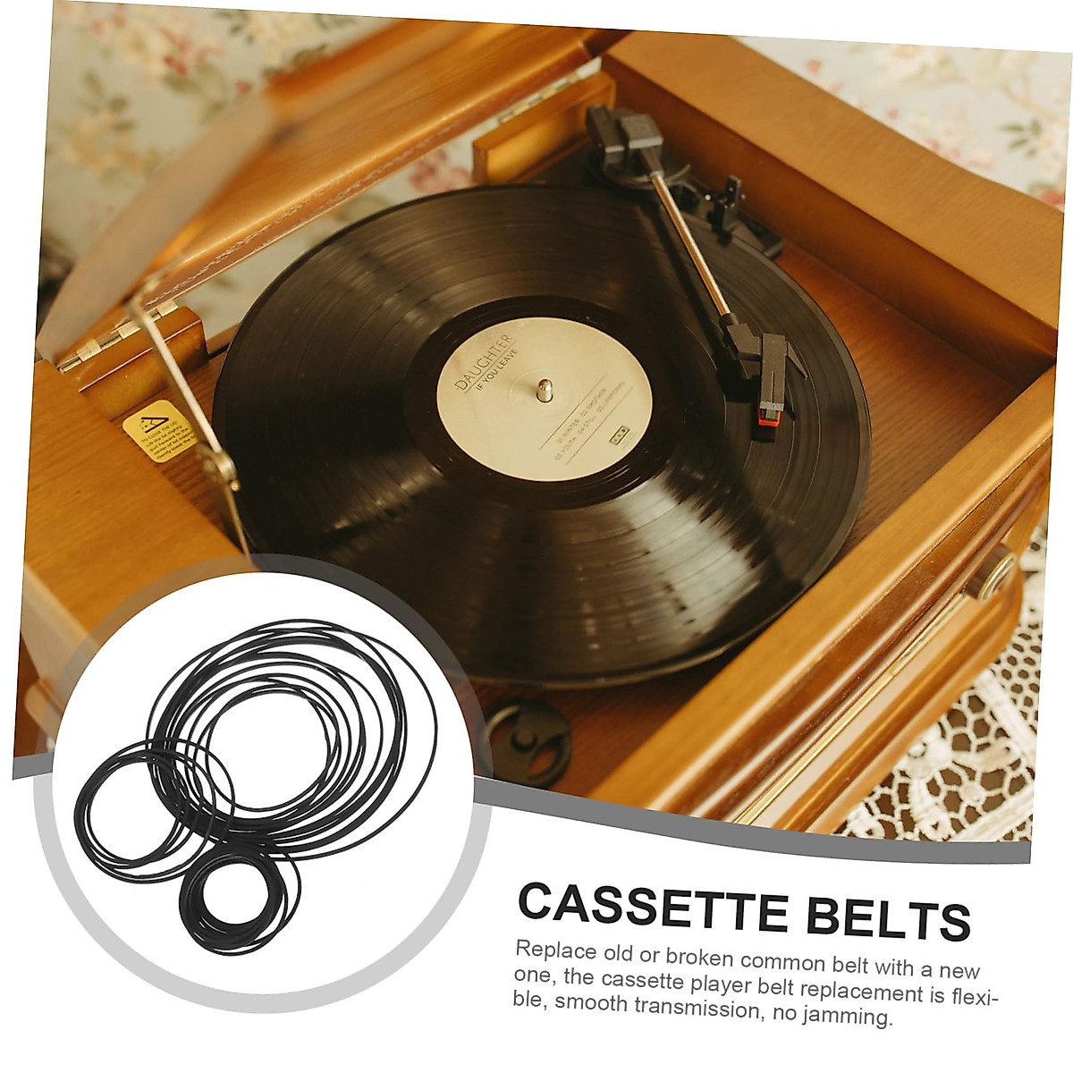 ibasenice 60pcs Cassette Belt Cassette Player Belts Replacement Cassette Belts 1mm Square Mixed 40-135mm