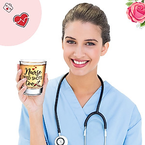 Treela 3 Pcs Christmas Nurse Appreciation Gift Set Include Nurse Acrylic Plaque Nurse Week Shot Glass and Nurse Gifts Socks for Women Men School Nurse Week Birthday Graduation Retirement Gifts