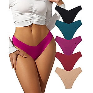 BAJAOEY Seamless Underwear Women,Cheeky Underwear for Women Soft No Show Bikini Panties for Women Hipster 5 pack S-XL