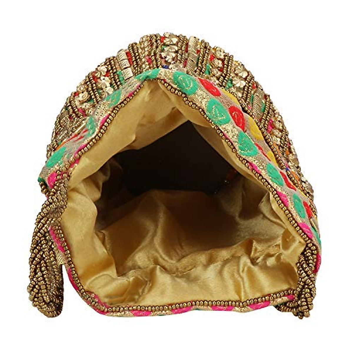 Traditional Satin Indian Jaipuriya Style Potli Bag for Women & Girls (Multi-1)