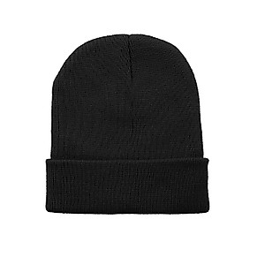 American Trends Black Beanie for Men Fisherman Beanie Winter Hats for Men Slouchy Beanie Soft Skull Caps Knit Hats A Black