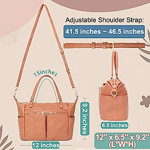MOMINSIDE Small Diaper Bag Tote, Mini Diaper Bag Purse with 13 Pockets, Leather Crossbody Diaper Bag, Diaper Clutch Organizers,2 Insulated Pockets(Brown)