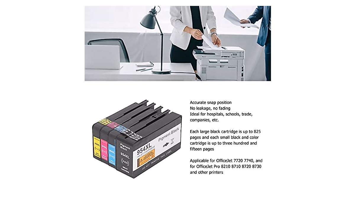 Hilitand 4 Colors BK C M Y Printer Ink Cartridge Set Large Page ...