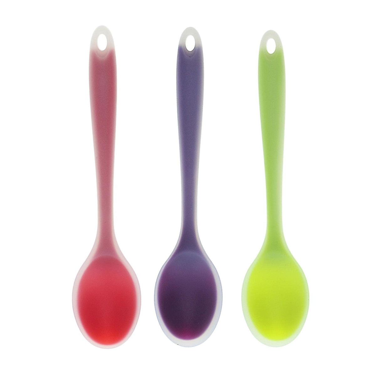 SM SunniMix 3pcs Semi-transparent Silicone Spoon Soup Spoon Coffee Milk Teaspoon