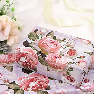 WRAPAHOLIC Wrapping Paper Roll - Mini Roll - 3 Rolls - 17 Inch X 120 Inch Per Roll - Elegant Floral for Wedding, Birthday, Holiday, Baby Shower