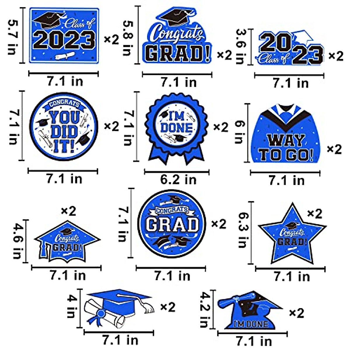 31 Pieces Graduation Party Supplies, 2023 Graduation Hanging Swirl Congrats Grad and Graduation Party Decorations(Blue, Black)
