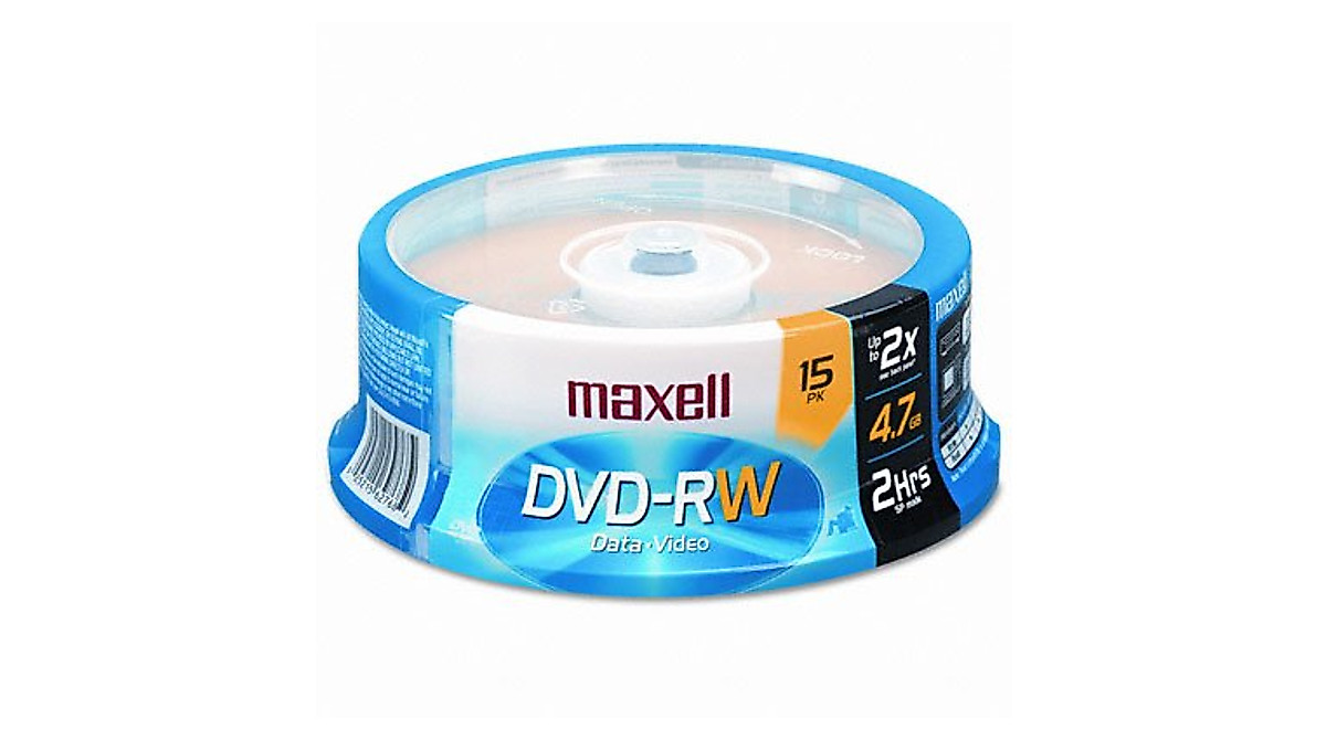 Maxell 4x DVD-RW Discs - Rewritable 4.7GB Media in Spindle