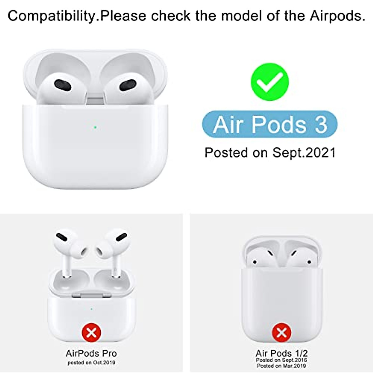 CEENFFO Genuine Leather Case for AirPods 3 (2021), Compatible with AirPods 3 Case Leather with Lanyard, Supports Wireless Charging and Front LED Visible for Case