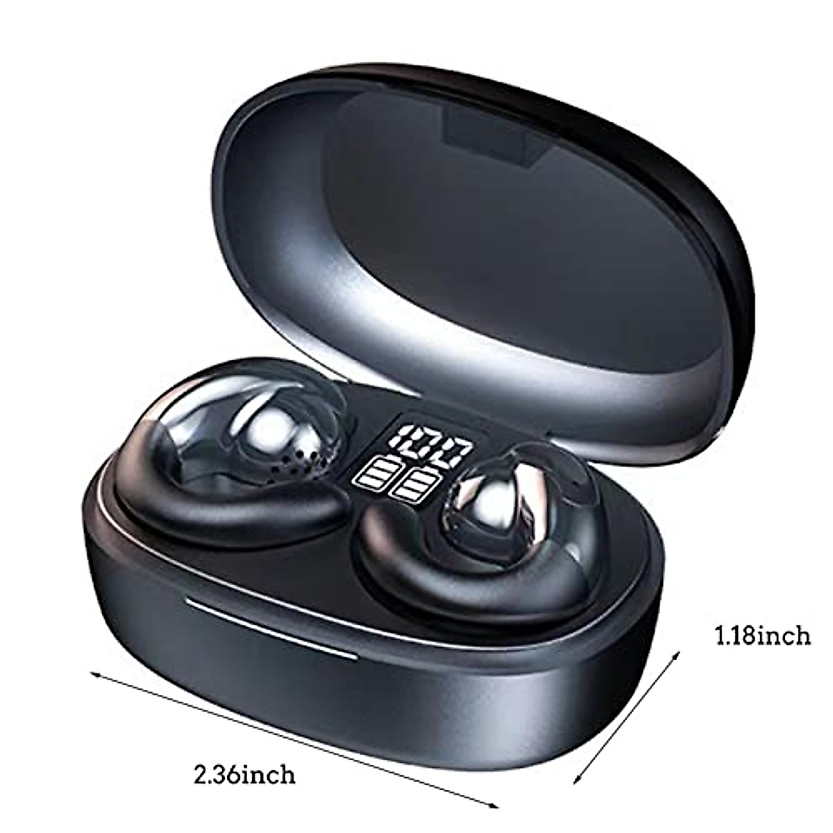 Nsxcdh Bluetooth 5.3 Mini Earbuds, Wireless TWS-Headphones with LED Digital Display & Touch-Control, Immersive Premium Sound Open Ear Headset, for Sports & Game(Black)