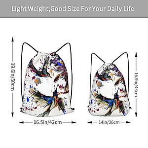OVPSZFYO Birds Drawstring Backpack String Bag for Men Blue Folding Water Resistant for School Yoga Shopping Sports Gym